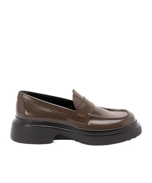 TOD'S Logo Plaque Slip-on Loafers - Black
