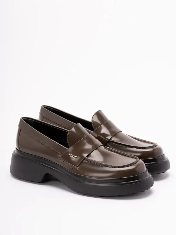 TOD'S Logo Plaque Slip-on Loafers - Black