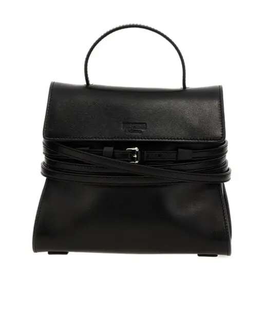 Moschino Tie Me Logo Embossed Small Tote Bag - Black
