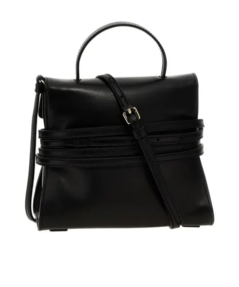 Moschino Tie Me Logo Embossed Small Tote Bag - Black