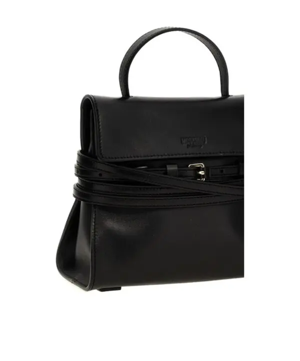 Moschino Tie Me Logo Embossed Small Tote Bag - Black