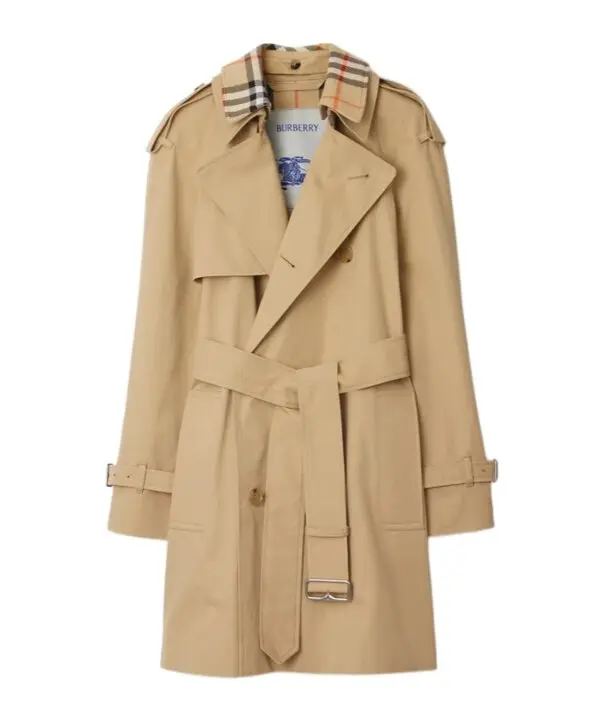 Burberry Double Breasted Belted Trench Coat - Flaxen