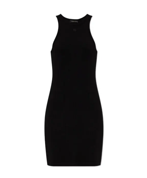 ANINE BING Sleeveless Racerback Mini Dress With Monogram Detail - Black