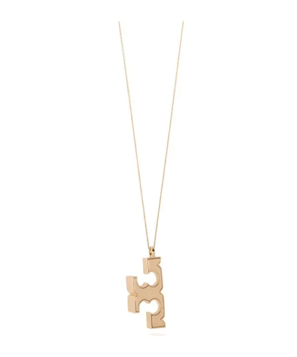 Tory Burch Logo Pendant Necklace - Golden