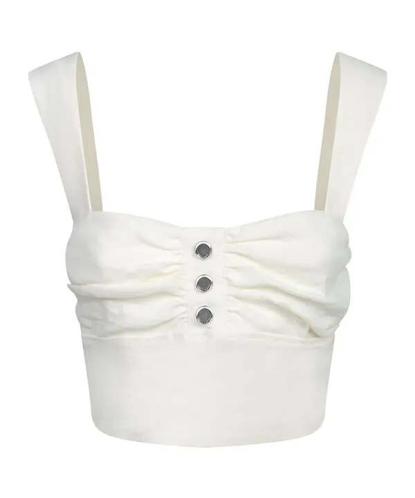 Pinko Button-detailed Cropped Top - White