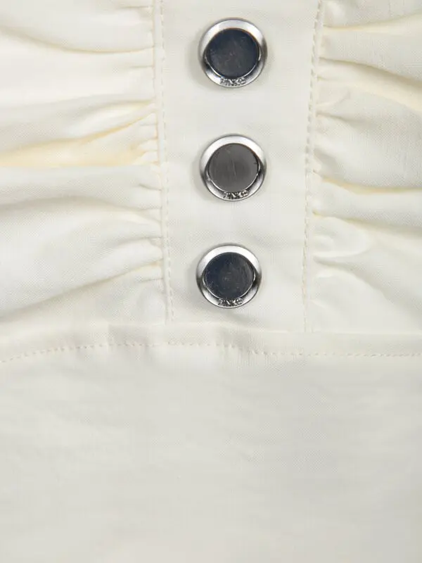 Pinko Button-detailed Cropped Top - White