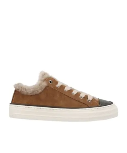 Brunello Cucinelli Embellished Suede Low-top Sneakers - Brown