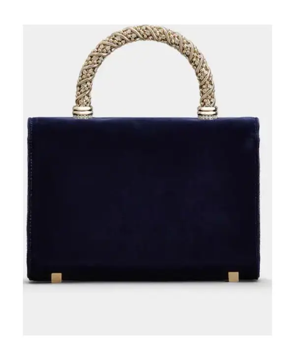 ROGER VIVIER Flower Strass Jewel Buckle Mini Clutch Bag - Black