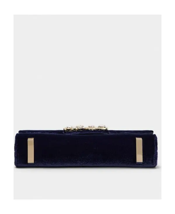 ROGER VIVIER Flower Strass Jewel Buckle Mini Clutch Bag - Black