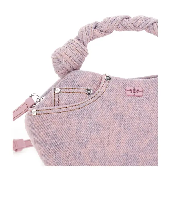 GANNI Mini Bou Denim Tote Bag - Pink
