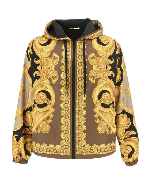 Versace Baroque Printed Zip-up Jacket - Brown