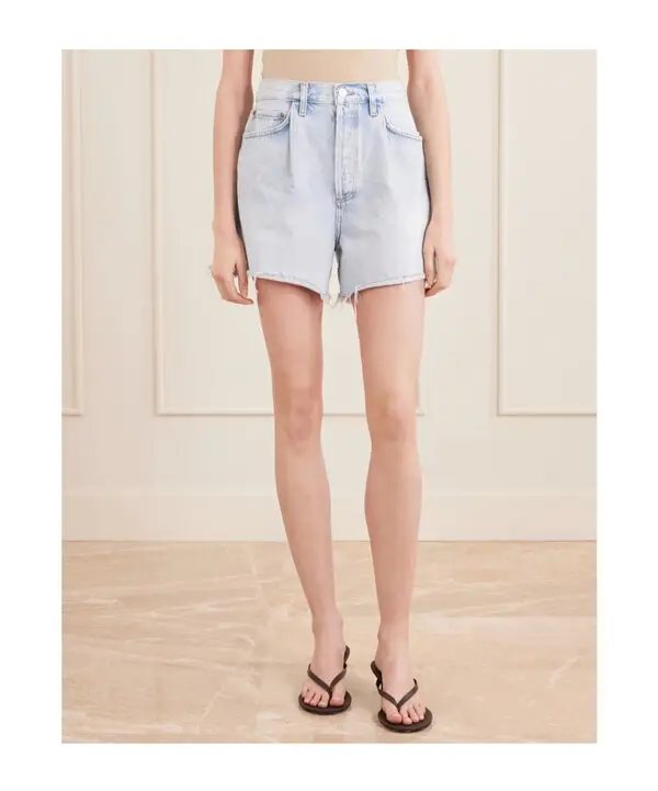 AGOLDE Rhoda Frayed Denim Shorts - White