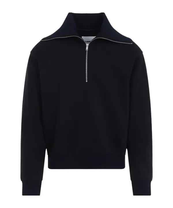 JIL SANDER Half Zip Logo Sweatshirt - Navy