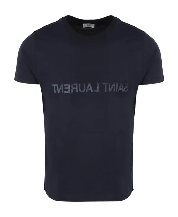 Saint Laurent Logo Printed Crewneck T-shirt - Blue