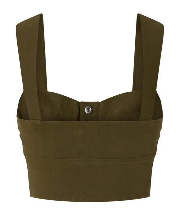 Pinko Button-detailed Cropped Top With Wide Straps - Verde