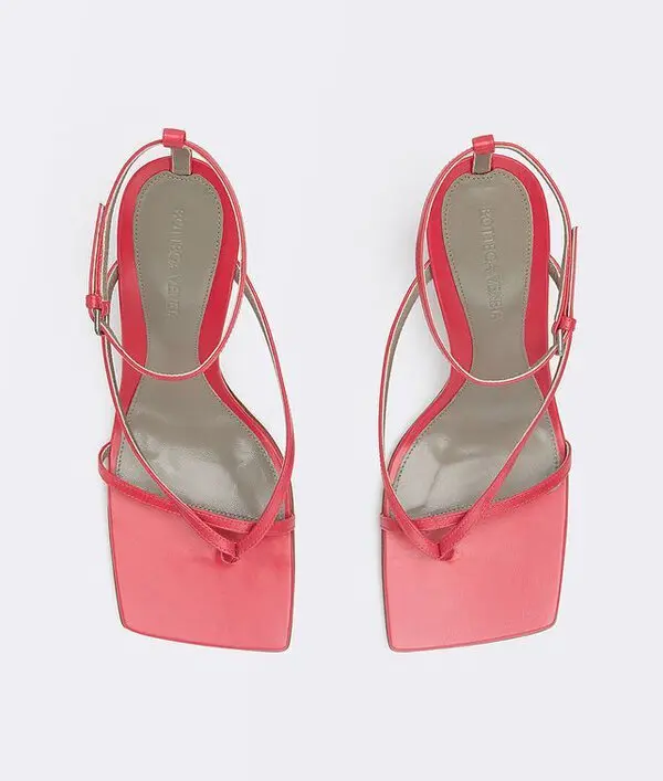 Bottega Veneta Square-headed High-heeled Sandals - Red