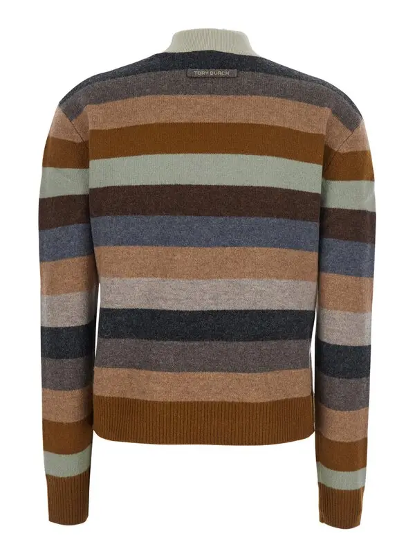 Tory Burch Striped High-neck Jumper - No