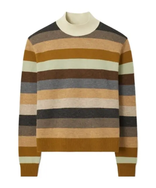Tory Burch Striped High-neck Jumper - Nude