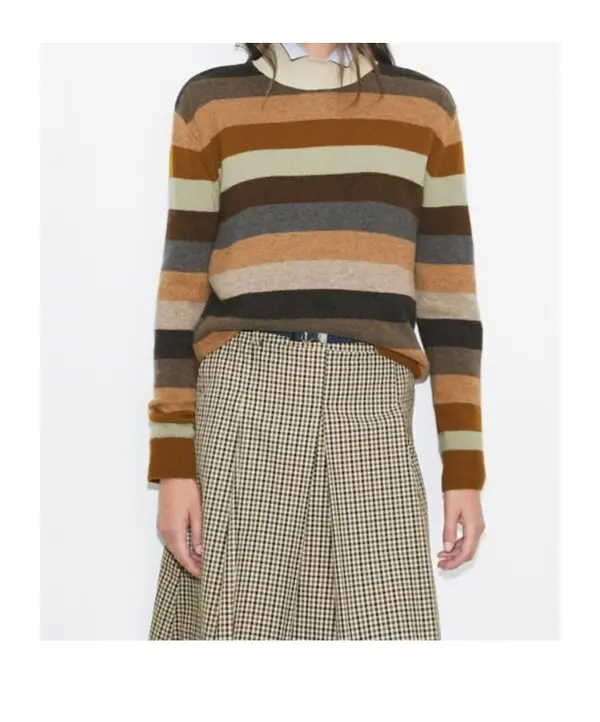 Tory Burch Striped High-neck Jumper - Nude