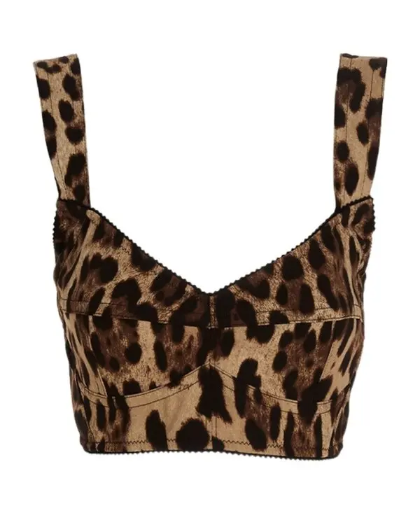 Dolce & Gabbana Leopard Print Sweetheart Bustier Top - Brown