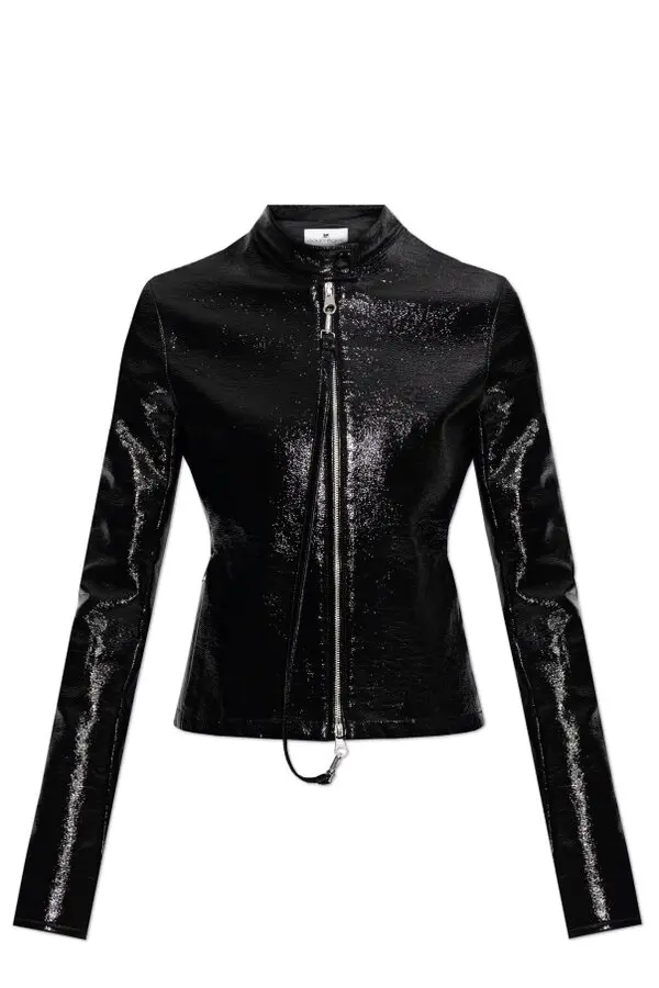COURREGES Vinyl City Zip-up Jacket - Black