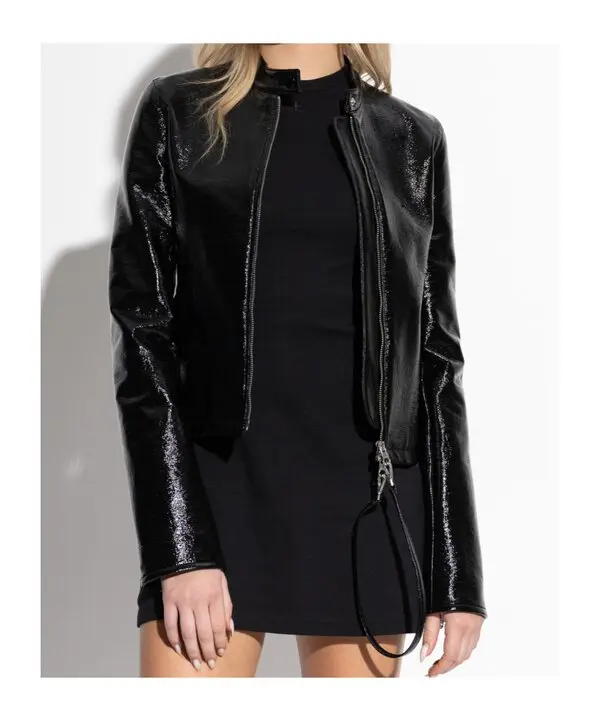 COURREGES Vinyl City Zip-up Jacket - Black