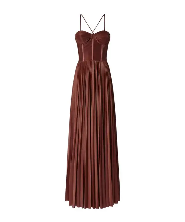 Pinko Maxi Dress With Pleated Skirt And Criss-cross Straps