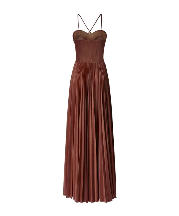 Pinko Maxi Dress With Pleated Skirt And Criss-cross Straps