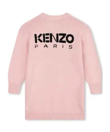 Kenzo Long-sleeved Ribbed Knit Dress With Logo Detail
