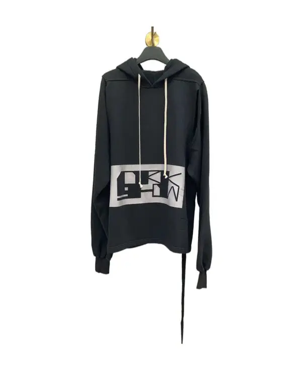 Rick Owens Long-sleeved Hooded Sweater With Drawstring Detail - Black