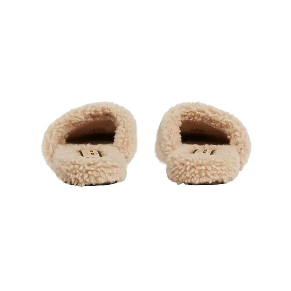Gucci Interlocking G Shearling Flat Slippers