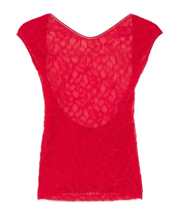 Pinko Lace Knit Sleeveless Top - Bright Red