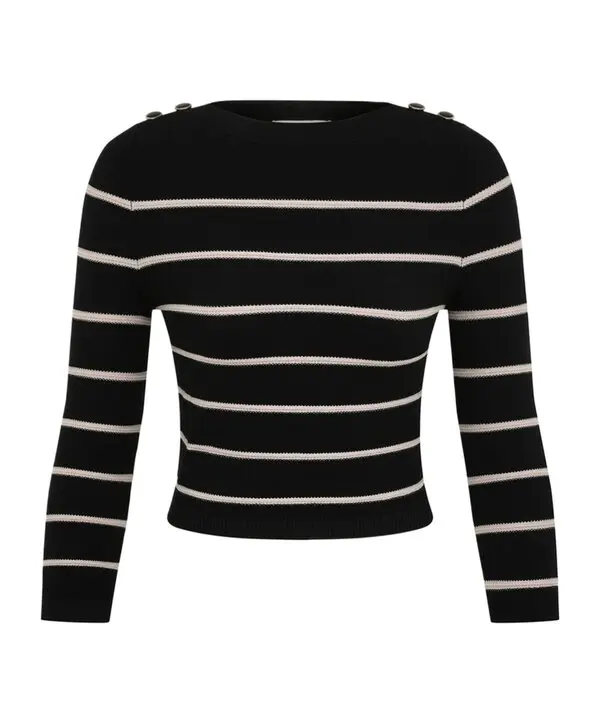 Zimmermann Striped Boatneck Knit Top With Shoulder Buttons
