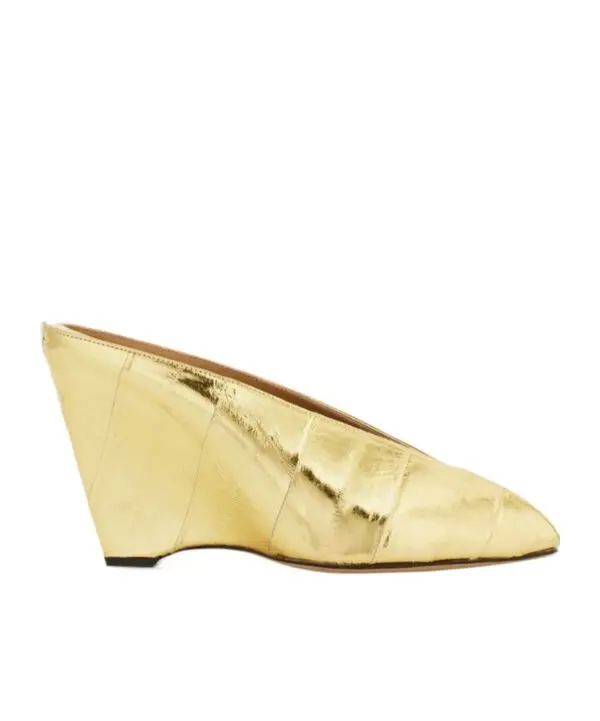 FERRAGAMO Open-toe Wedge Mules - Gold