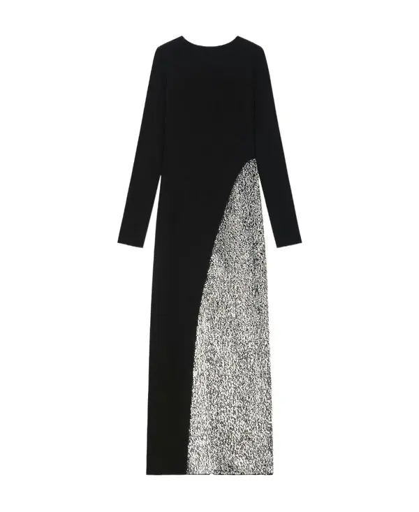 Givenchy Long Sleeve Backless Sequined Evening Gown - Black