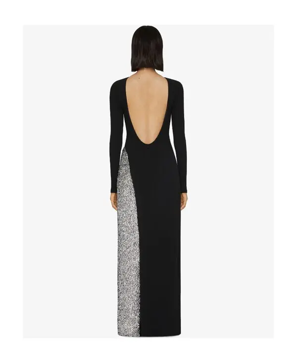 Givenchy Long Sleeve Backless Sequined Evening Gown