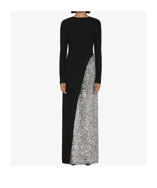 Givenchy Long Sleeve Backless Sequined Evening Gown
