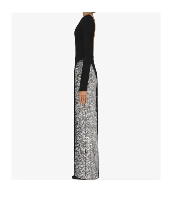 Givenchy Long Sleeve Backless Sequined Evening Gown