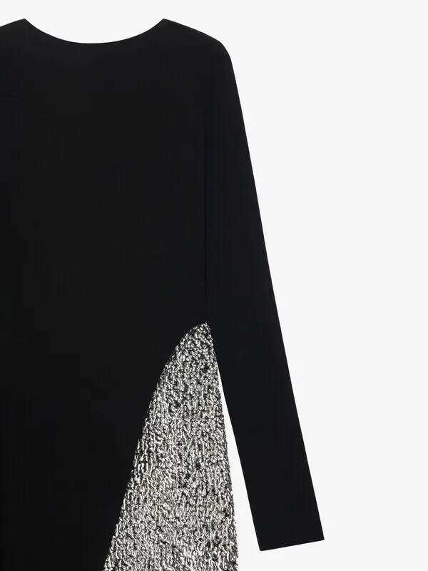 Givenchy Long Sleeve Backless Sequined Evening Gown