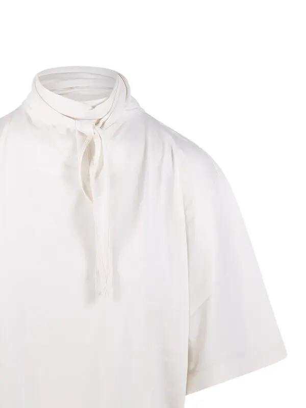 LEMAIRE Cotton T-shirt With Scarf Neck Detail - Light Cream