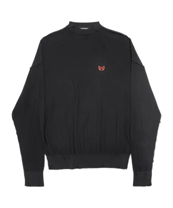 Balenciaga Cotton Knit Turtleneck Sweater With Embroidered Artwork