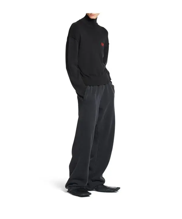 Balenciaga Cotton Knit Turtleneck Sweater With Embroidered Artwork
