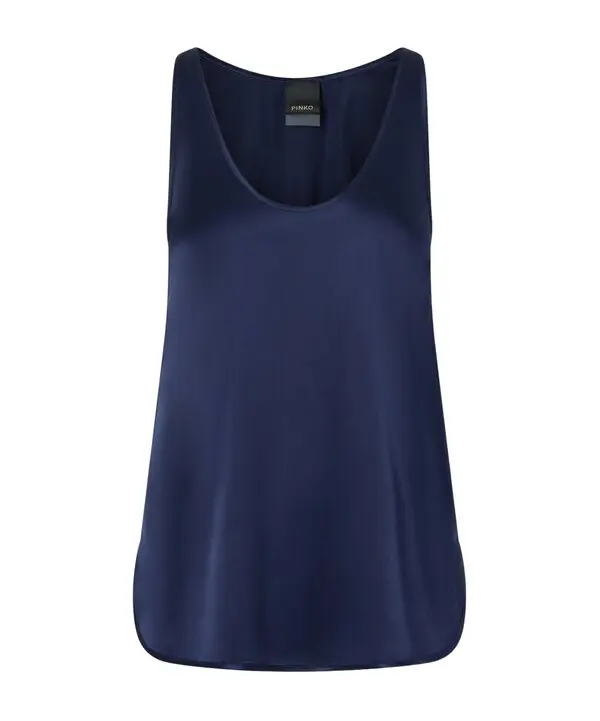 Pinko Crewneck Satin Tank Top - Blue