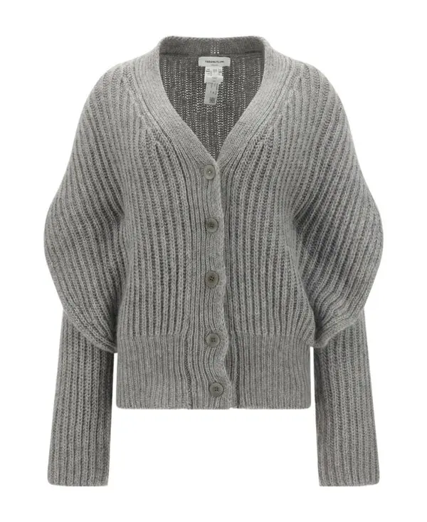 Fabiana Filippi Rib Trimmed Woven Cardigan - Gray