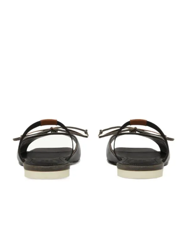 MAISON MARGIELA Bow Detail Square Toe Leather Sandals - Brown