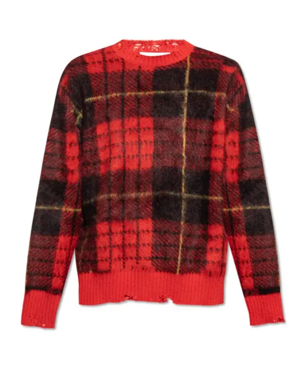 Alexander McQueen Plaid Distressed Jumper