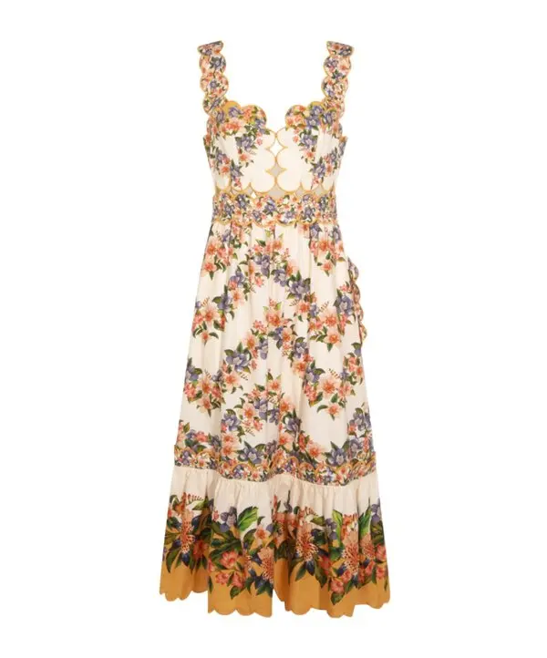 Farm Rio Hilo Strip Cutout Midi Dress