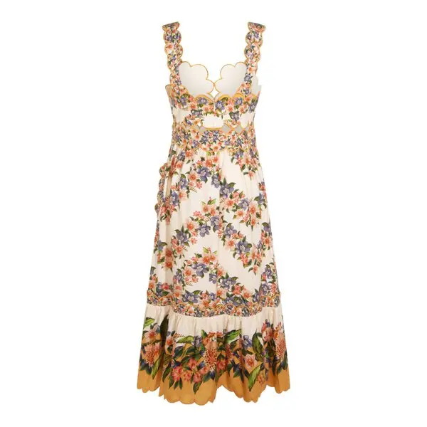 Farm Rio Hilo Strip Cutout Midi Dress