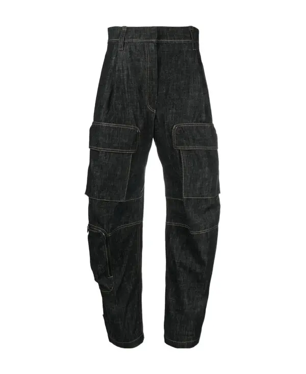 Brunello Cucinelli High-waisted Tapered Cargo Jeans - Black