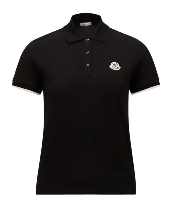 Moncler Logo Patch Short Sleeve Polo Shirt - Black